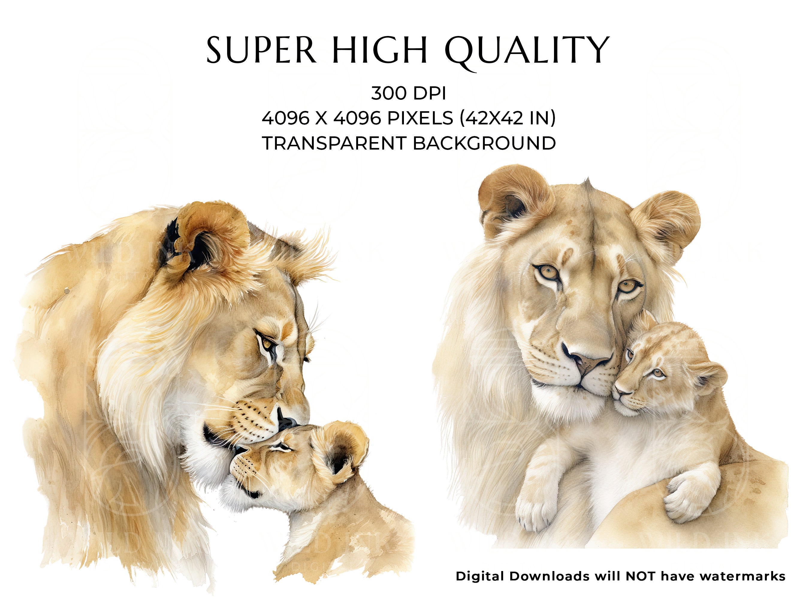 Dad Lion & Cub Father and Baby Lion Print 10 High Quality - Etsy Canada