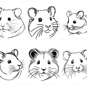 Hamster SVG Clipart, Minimalist Line Art, Logo Animal Vector, Modern ...