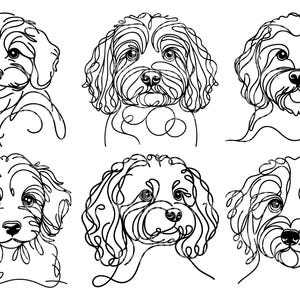 Cavapoo Line Art SVG & PNG Clipart Bundle: Minimalist Dog Tattoo Design ...