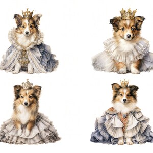King & Queen Shetland Sheepdog Puppy Watercolor Clipart - 17 High ...