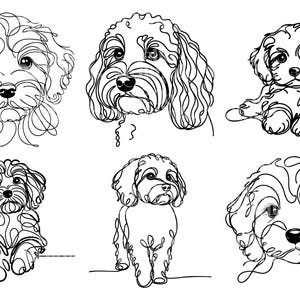 Cavapoo Line Art SVG & PNG Clipart Bundle: Minimalist Dog Tattoo Design ...