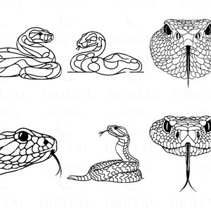 Snakes SVG Clipart, Python Minimalist Line Art, Anaconda Logo Animal ...