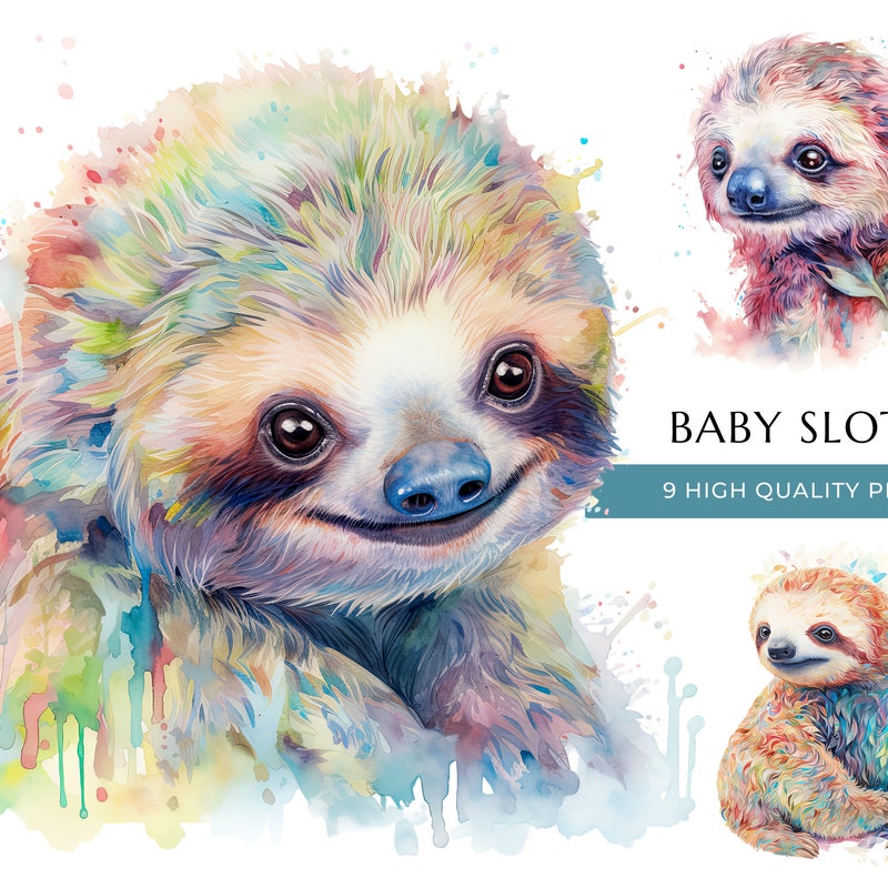 Sloth Watercolor - Etsy