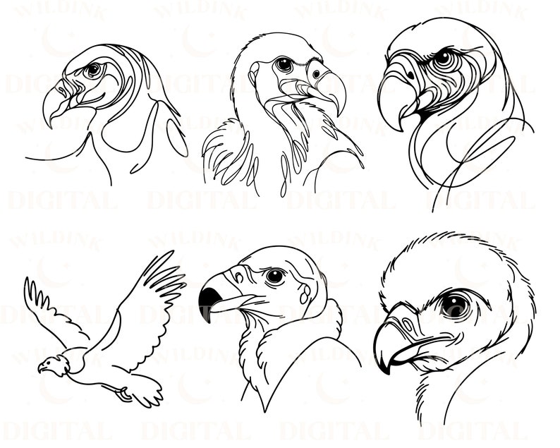 Condor Line Art SVG Clipart: Minimalist Tattoo Design (digital Download ...