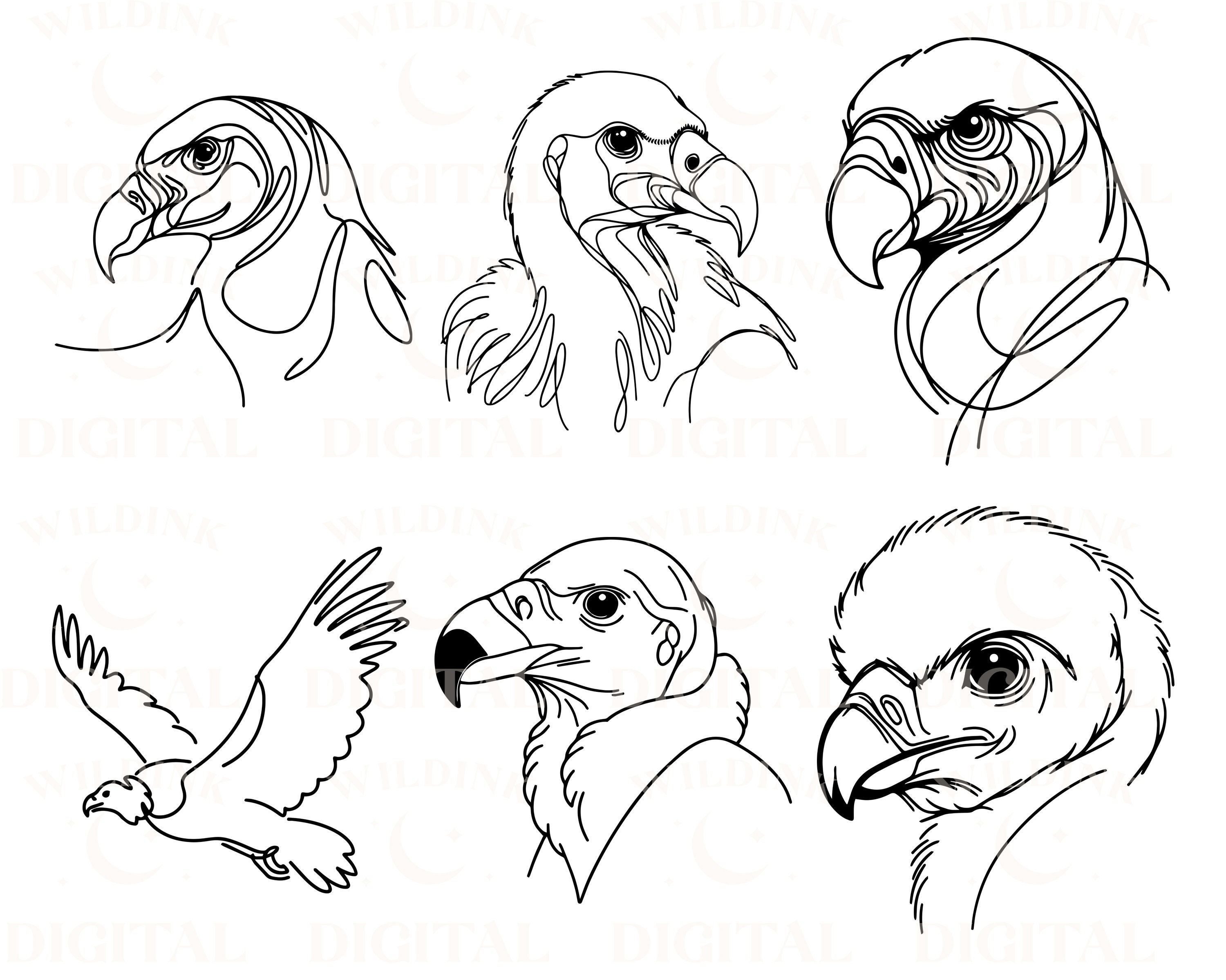 Condor Line Art SVG Clipart: Minimalist Tattoo Design (digital Download ...