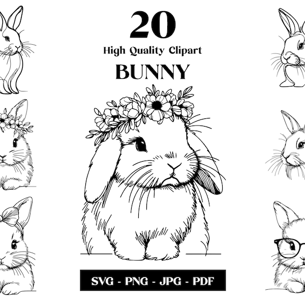 Rabbit Line Art - Etsy