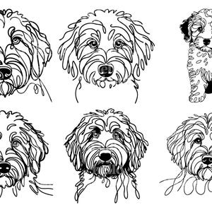 Aussiedoodle SVG & PNG Clipart Bundle: Digital Line Art, Minimalist ...