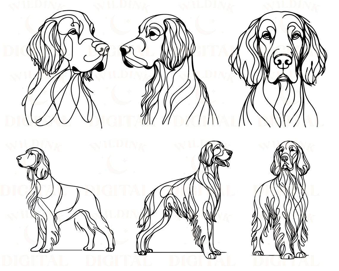Irish Setter Line Art: Minimalist Dog SVG PNG Clipart (digital Download ...