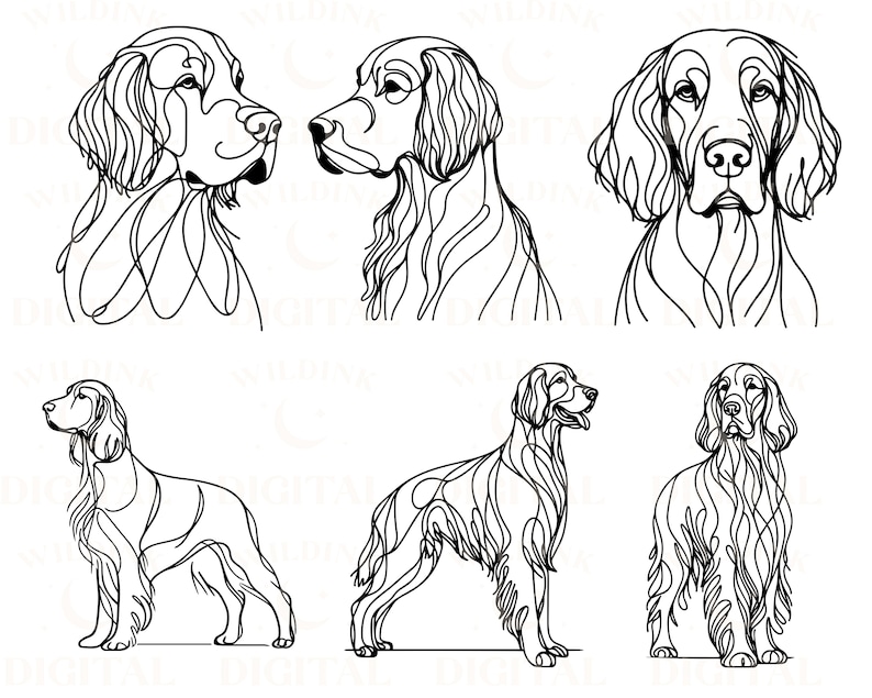 Irish Setter Line Art: Minimalist Dog SVG PNG Clipart (digital Download ...