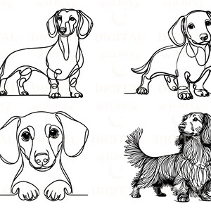 Dachshund Line Art Clipart Bundle: Minimalist Dog SVG, PNG (digital ...