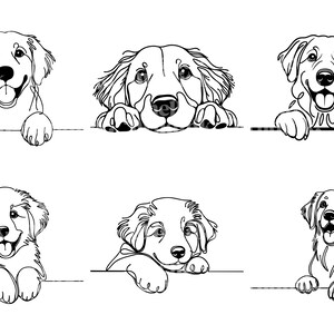Golden Retriever Line Art SVG Bundle: Minimalist Dog Clipart (digital ...