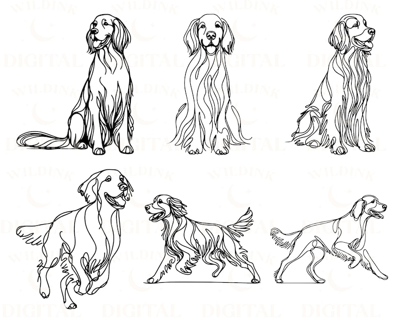 Irish Setter Line Art: Minimalist Dog SVG PNG Clipart (digital Download ...