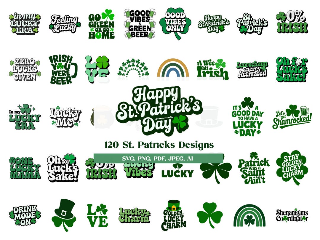St. Patrick’s Day SVG Bundle, 120 Saint Patricks Clipart, T Shirt ...