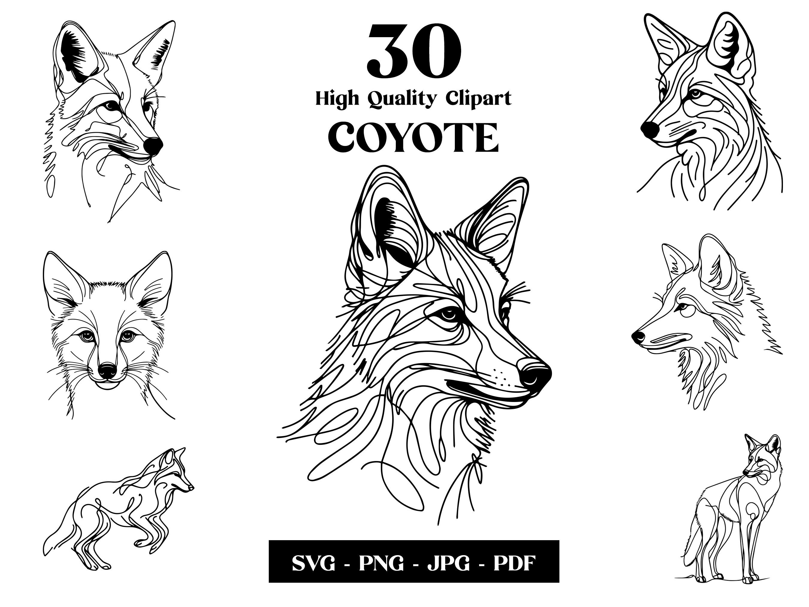 Coyote Clipart Black And White
