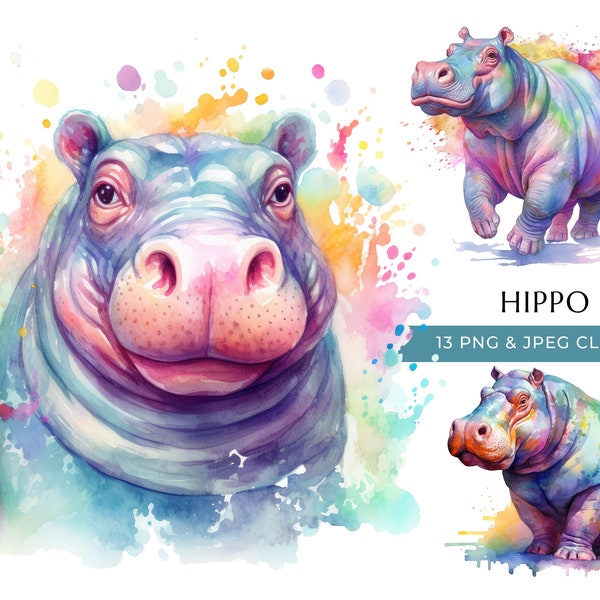 Hippo Clipart - Etsy UK