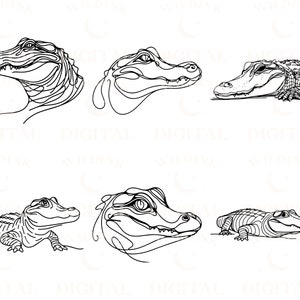 Alligator Line Art SVG: Minimalist Animal Vector (digital Download) - Etsy