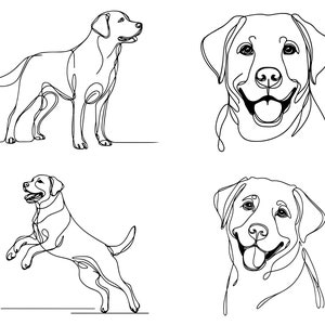 Labrador Retriever Line Art: Minimalist Dog SVG Clipart Bundle (digital ...