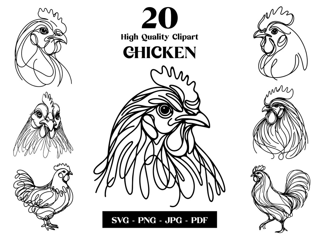 Chicken SVG Clipart, Minimalist Line Art, Logo Animal Vector, Modern ...
