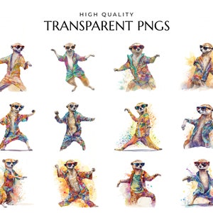 Dancing Meerkat Clipart: Funny Watercolor Animal Pngs (digital Download ...