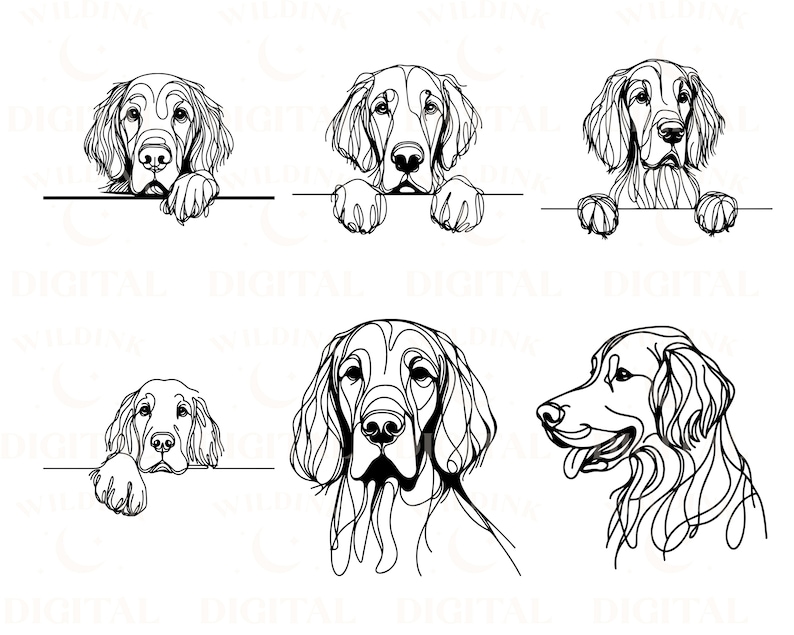 Irish Setter Line Art: Minimalist Dog SVG PNG Clipart (digital Download ...