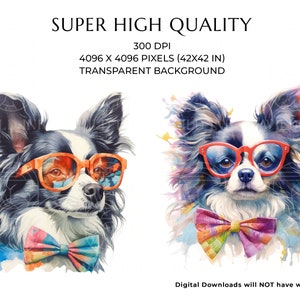 Cool Papillon Dog Clipart 12 High Quality PNG & JPEG, Watercolor Funny ...
