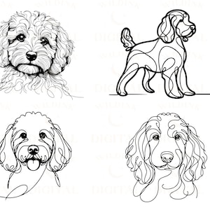 Cockapoo Line Art Clipart Bundle: Minimalist Dog Vector (digital ...