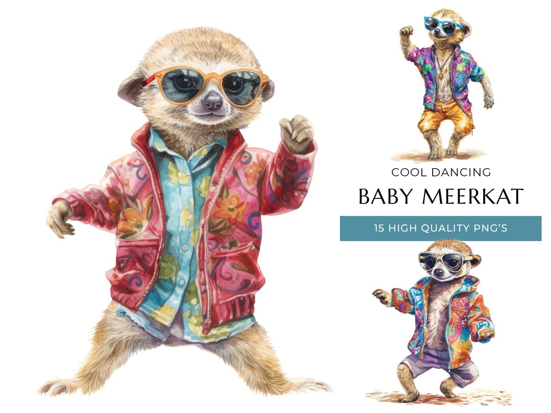 Cool Dancing Baby Meerkat Clipart, 15 High Quality PNG, Cute Watercolor ...