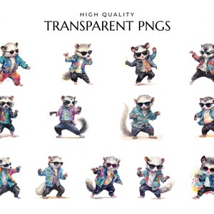 Cool Dancing Skunk Clipart, 13 High Quality PNG, Cute Watercolor ...