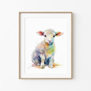 Baby Sheep Watercolor Clipart 7 Pngs, Nursery Decor, Farm Theme Wall ...