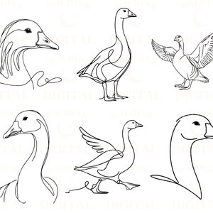 Goose Line Art SVG: Minimalist Farm Animal Vector (digital Download) - Etsy