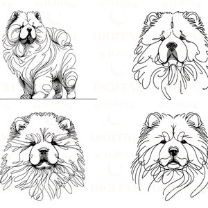 Chow Chow Line Art Clipart Bundle: Minimalist Dog Vector (digital ...