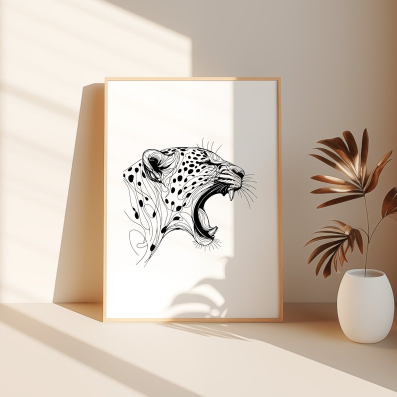 Leopard Line Art SVG: Minimalist Tattoo Design (digital Download) - Etsy