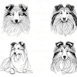 Sheltie Line Art: Shetland Sheepdog SVG Clipart Bundle (digital ...