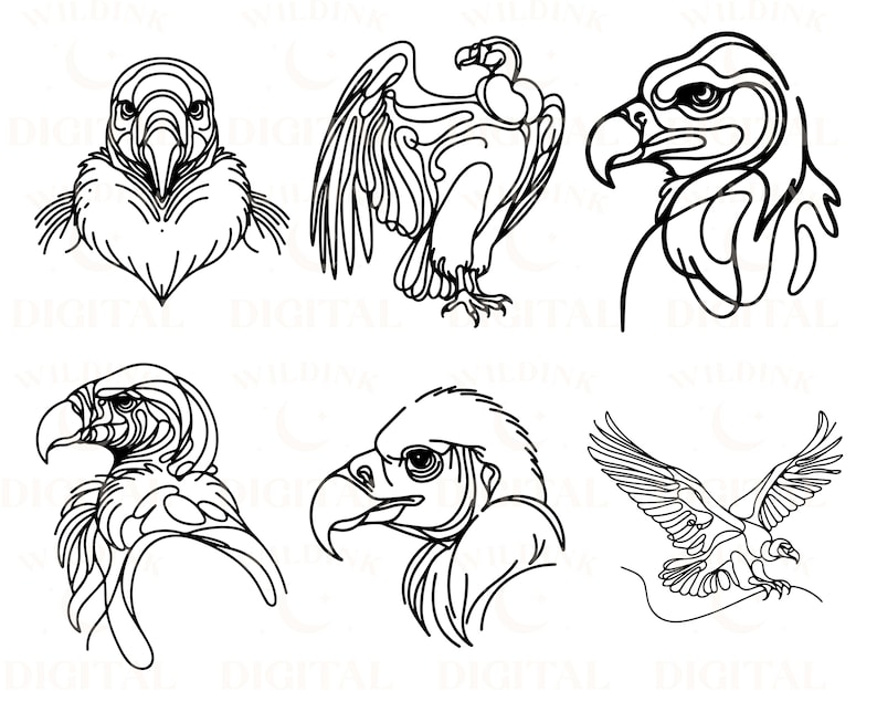 Condor Line Art SVG Clipart: Minimalist Tattoo Design (digital Download ...