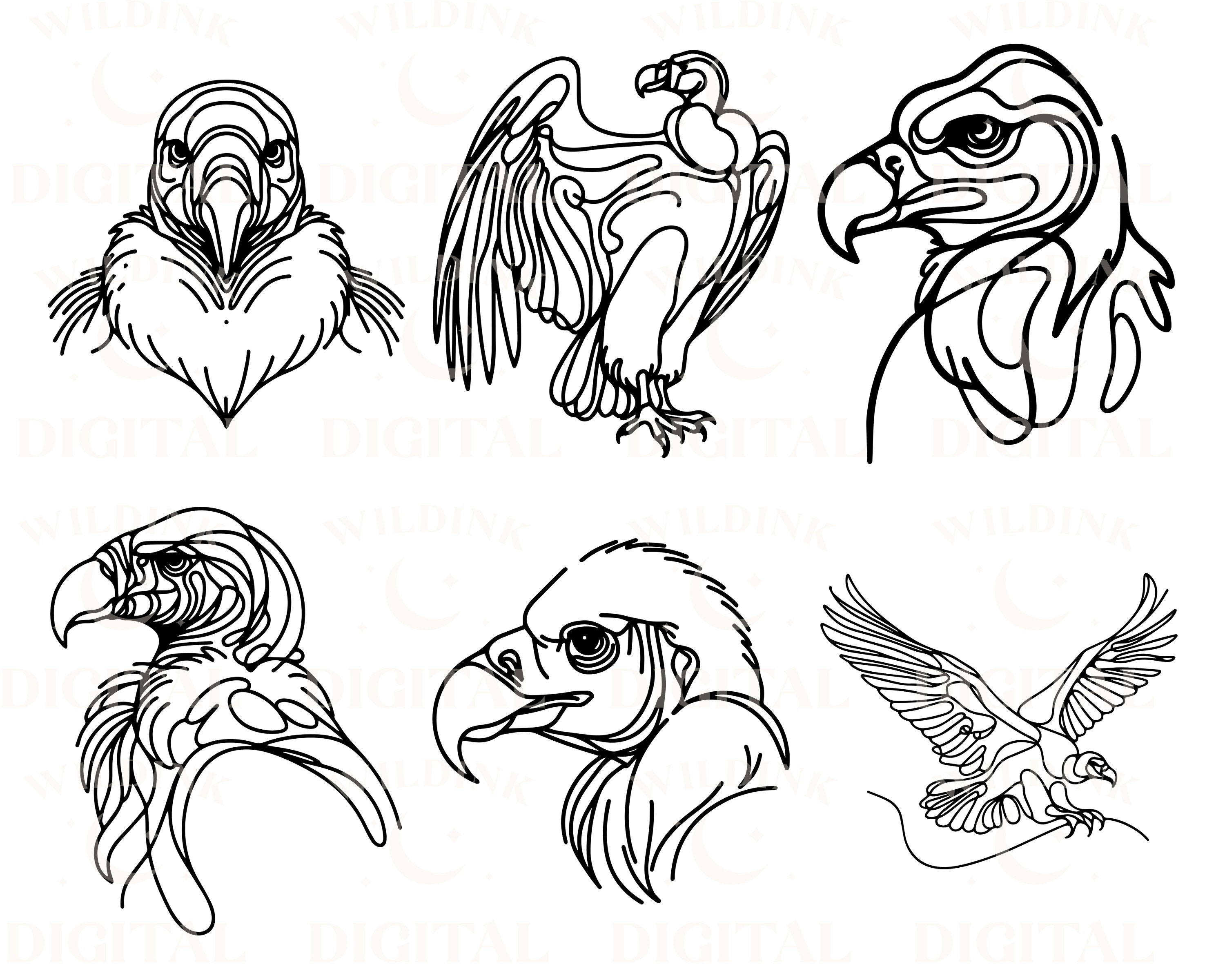 Condor Line Art SVG Clipart: Minimalist Tattoo Design (digital Download ...