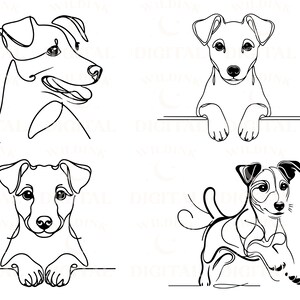 Jack Russell Line Art: Minimalist Dog SVG Clipart Bundle (digital ...