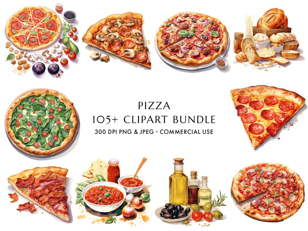 Watercolor Pizza Clipart 105+ High Quality PNG & JPEG, Italian Food ...