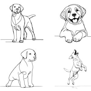 Labrador Retriever Line Art: Minimalist Dog SVG Clipart Bundle (digital ...