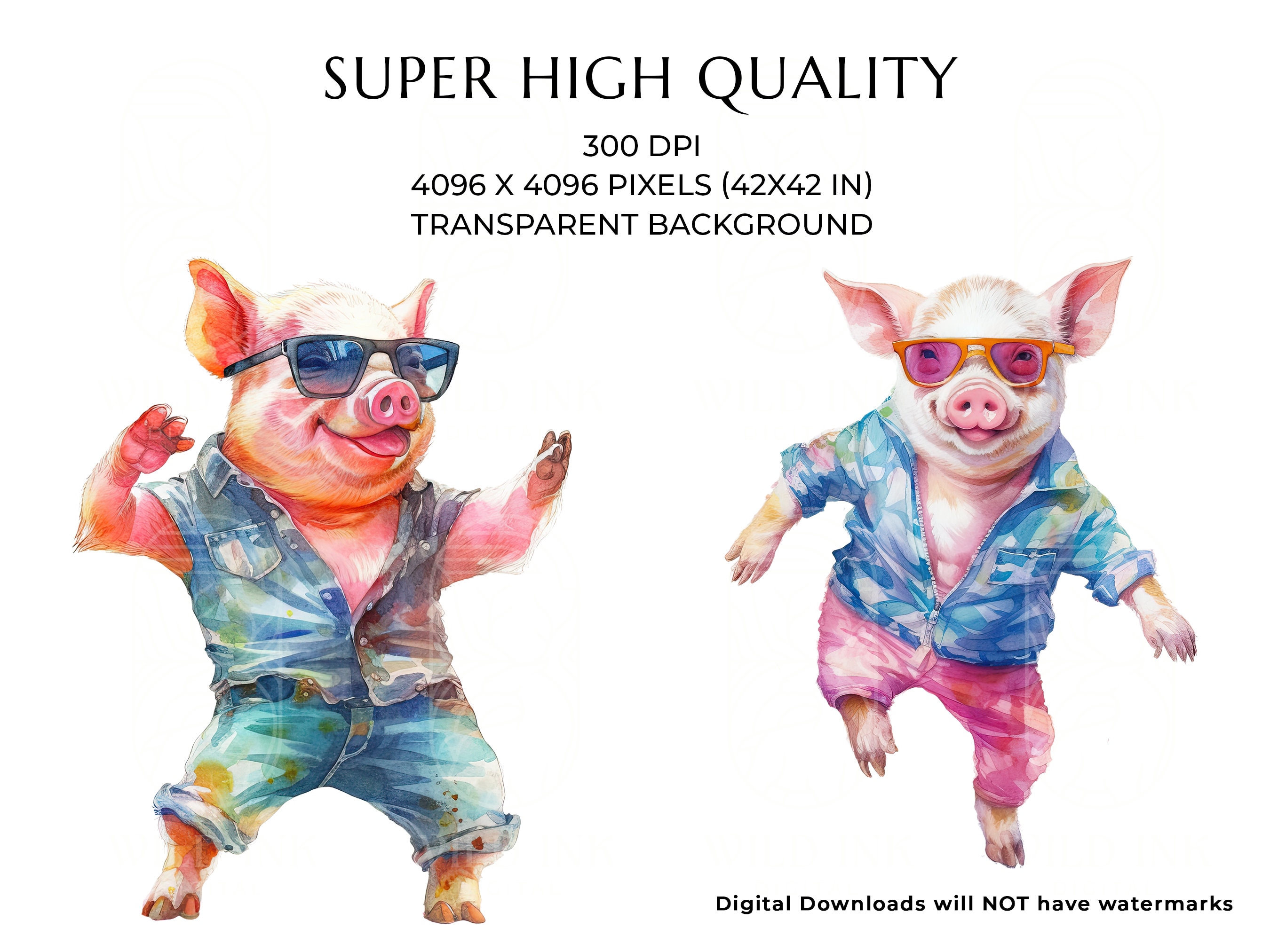 Cool Dancing Pig Clipart 10 High Quality Pngs Funny - Etsy