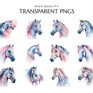 Watercolor Horse Clipart Bundle, 12 High Quality Pngs, Instant Digital ...