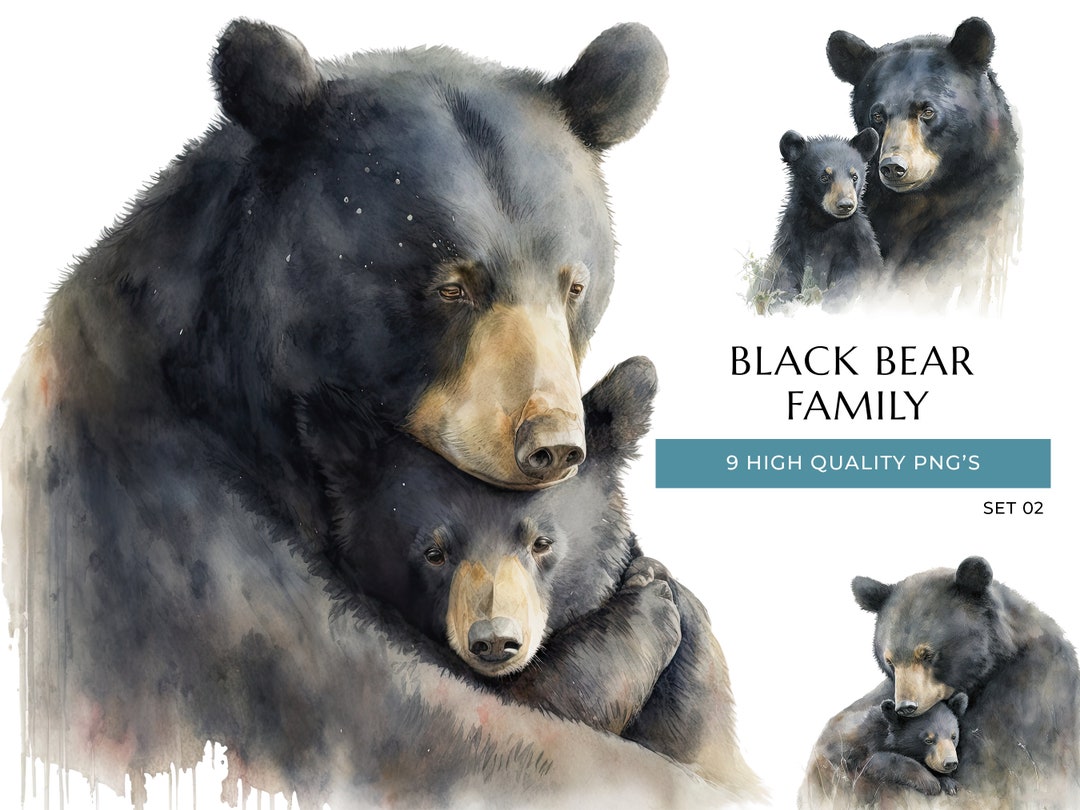 Mom and Baby Bear Clipart, 9 High Quality Pngs, Watercolor Cute Mama ...