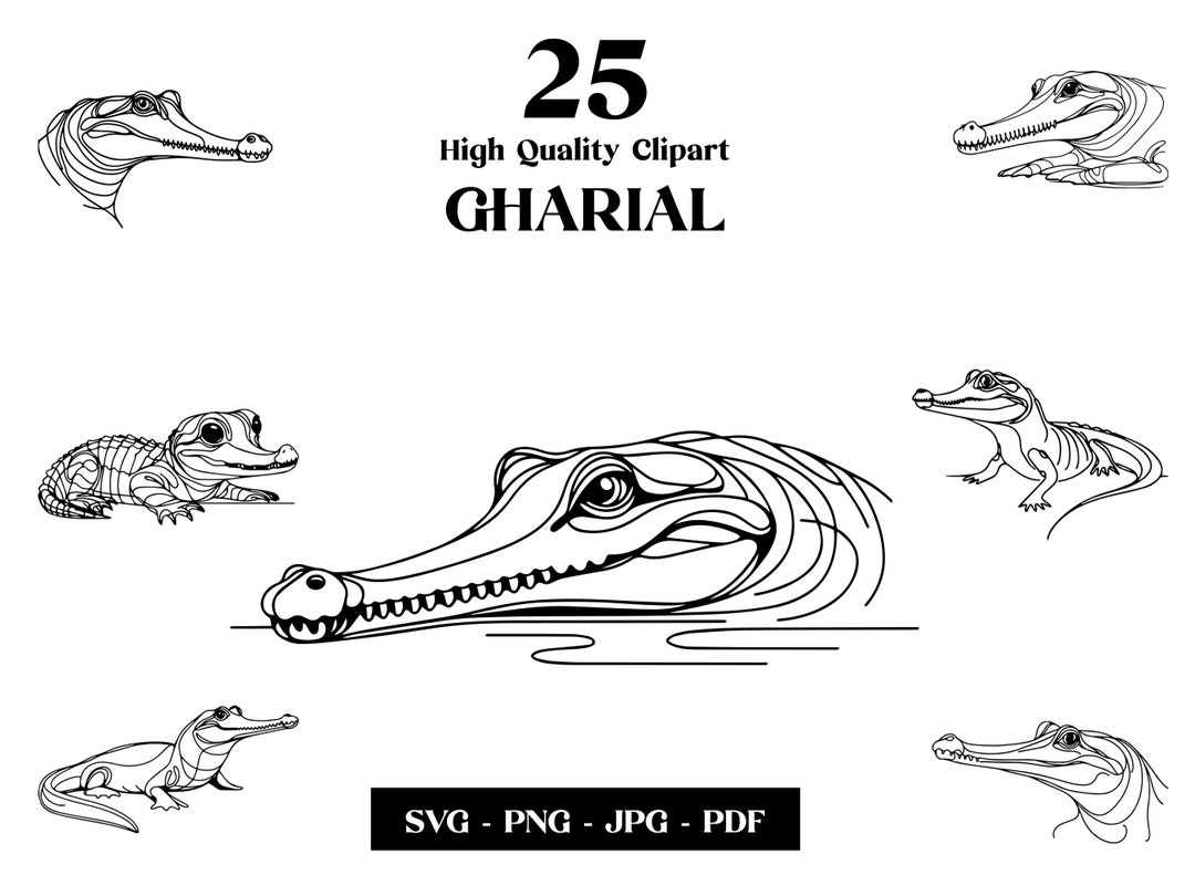 Gharial Line Art SVG: Minimalist Alligator Vector (digital Download) - Etsy