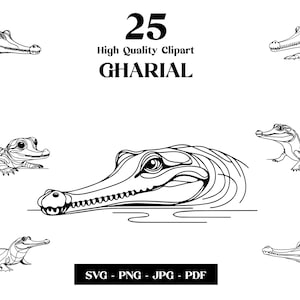 Gharial Line Art SVG: Minimalist Alligator Vector (digital Download) - Etsy