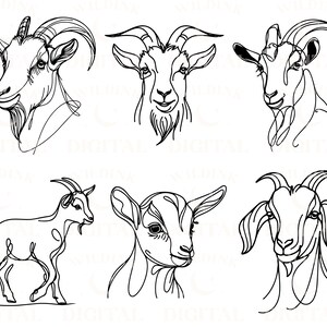 Goat SVG Clipart, Farm Minimalist Line Art, Logo Animal Vector, Modern ...