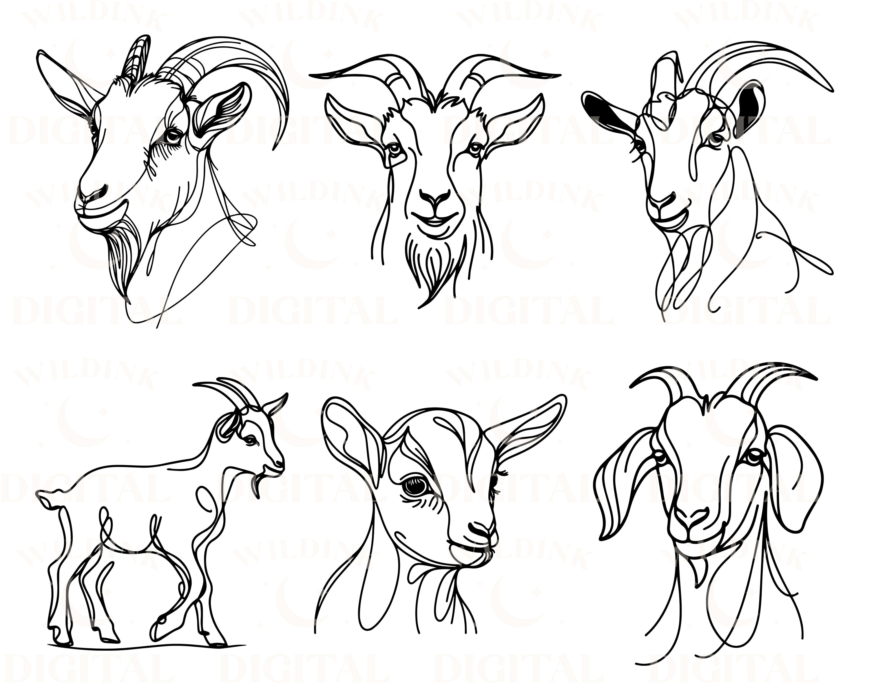 Goat Line Art SVG Clipart: Farm Animal Vector (digital Download) - Etsy