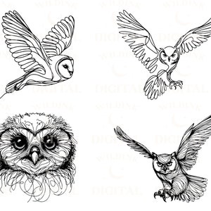 Owl Line Art SVG Clipart: Minimalist Tattoo Design (digital Download ...