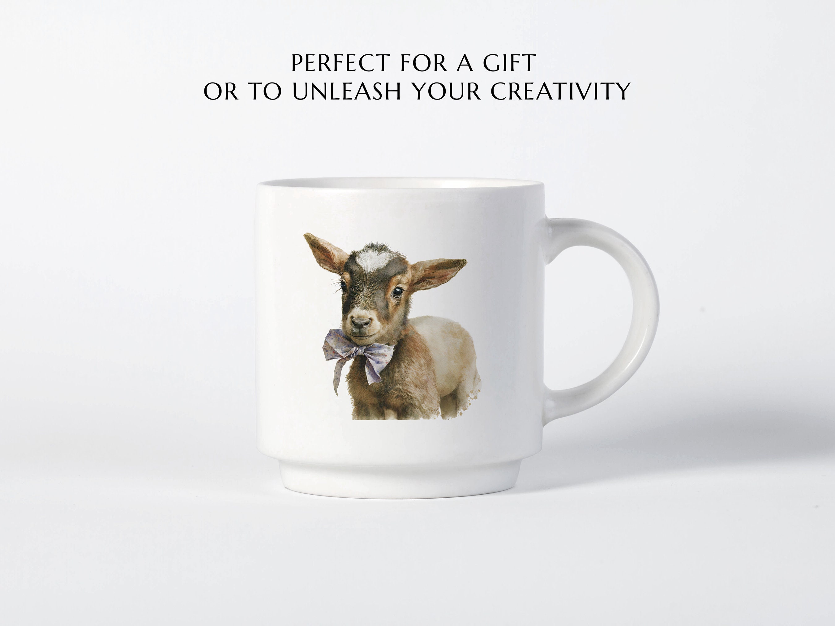 Baby Goat With Bow Tie Watercolor Clipart of 9 Pngs Farm - Etsy