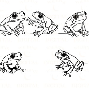 Frog Line Art SVG Clipart: Minimalist Tattoo Design (digital Download ...