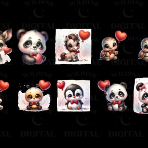 Valentines Cute Animals Clipart Bundle 25 High Quality PNG & JPEG ...