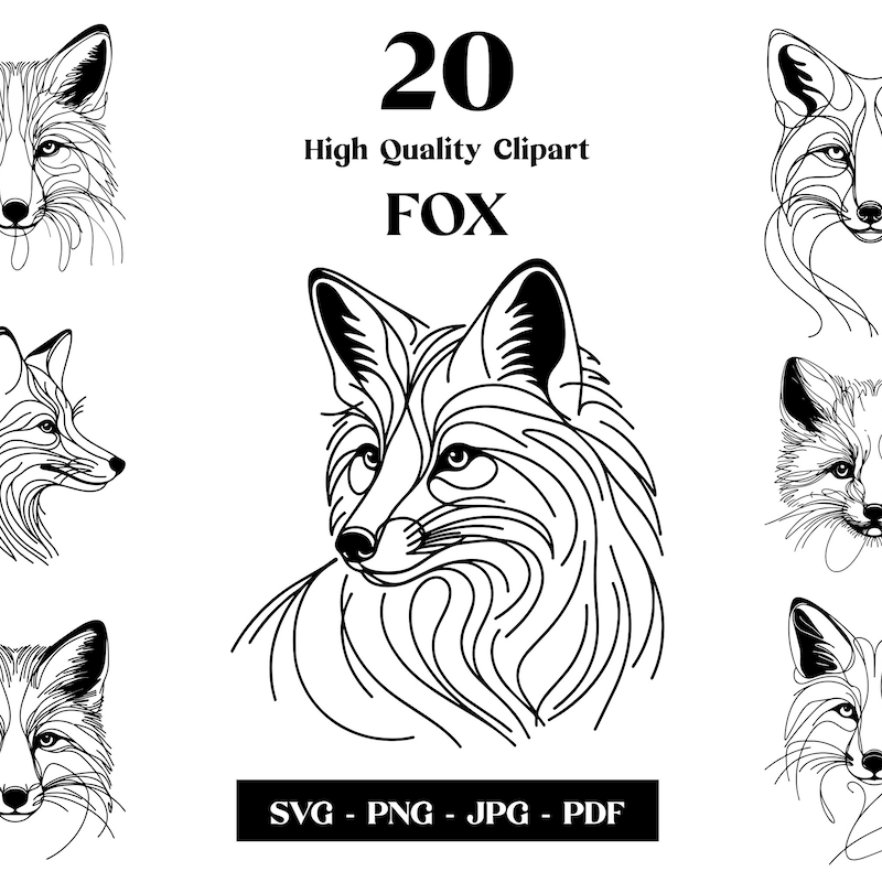 One Line Fox Art - Etsy